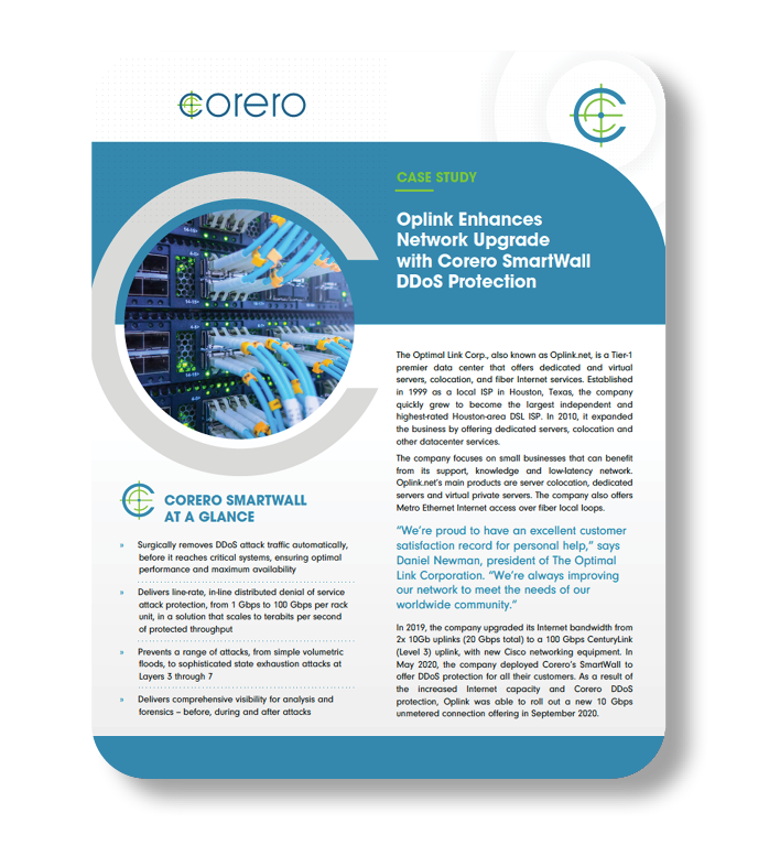 Oplink Enhances Network Upgrade with Corero SmartWall DDoS Protection ...