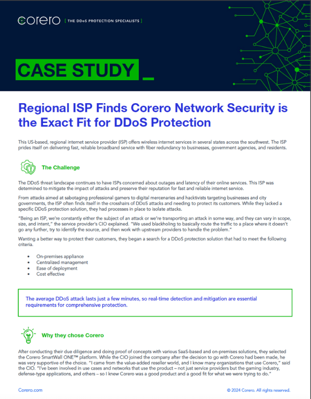 Regional Internet Service Provider Finds Corero DDoS Protection Exact ...