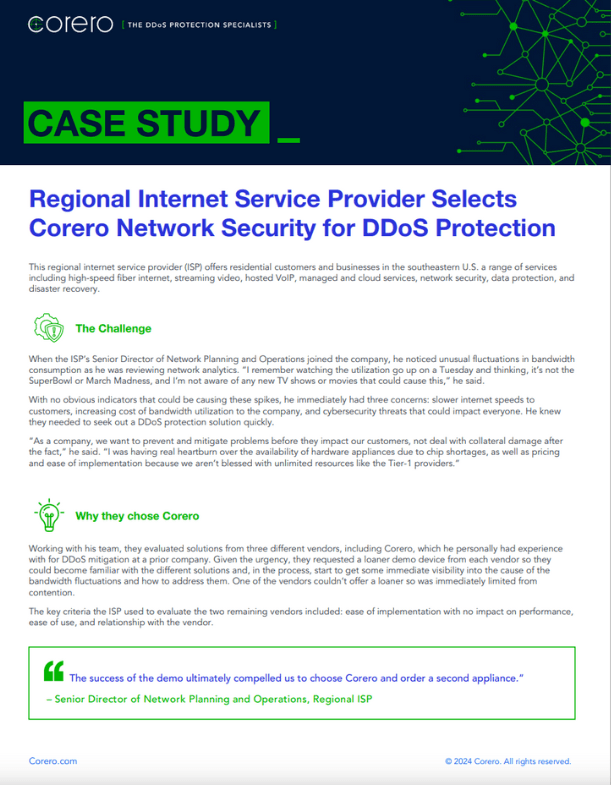 Regional Internet Service Provider Selects Corero for DDoS Protection ...
